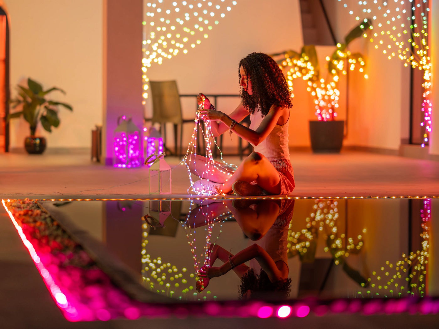 summer lighted window decorations